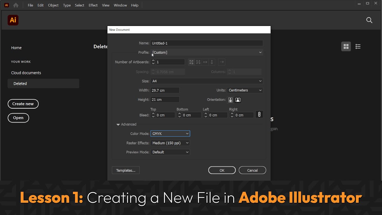 Lesson 1 - Creating a New File in Adobe Illustrator - Wrapped Creative ...