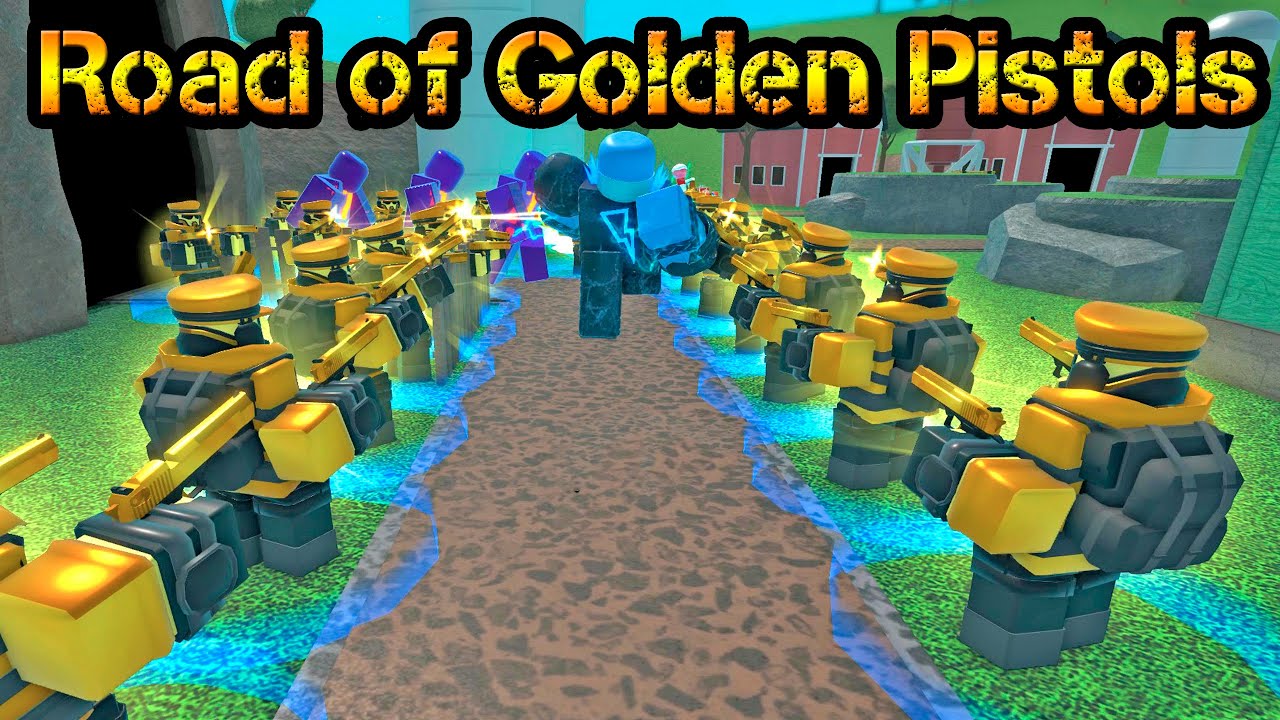 Road of Golden Pistols Roblox Tower Defense Simulator - YouTube