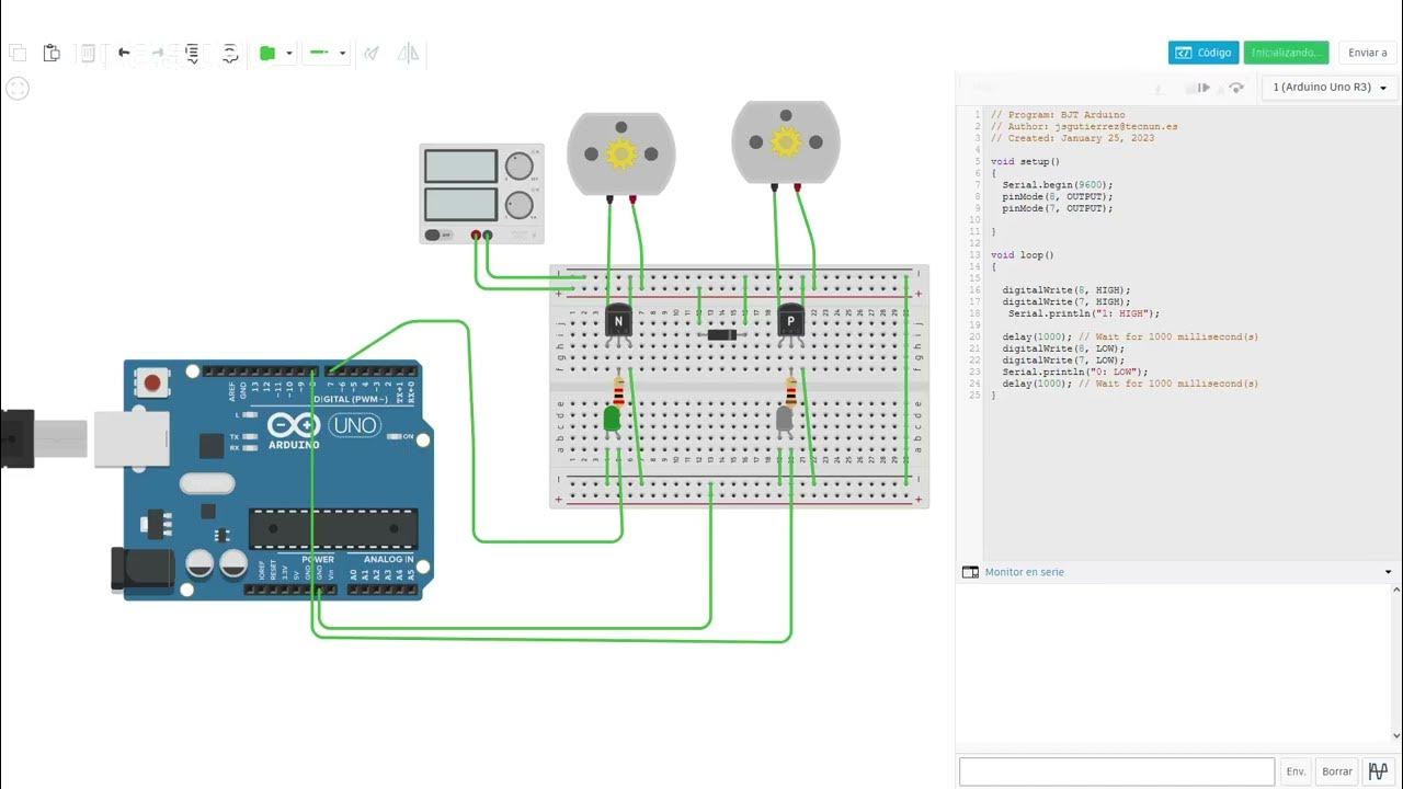 Simulating DC Motor Control with BJT Transistors Using Arduino - YouTube
