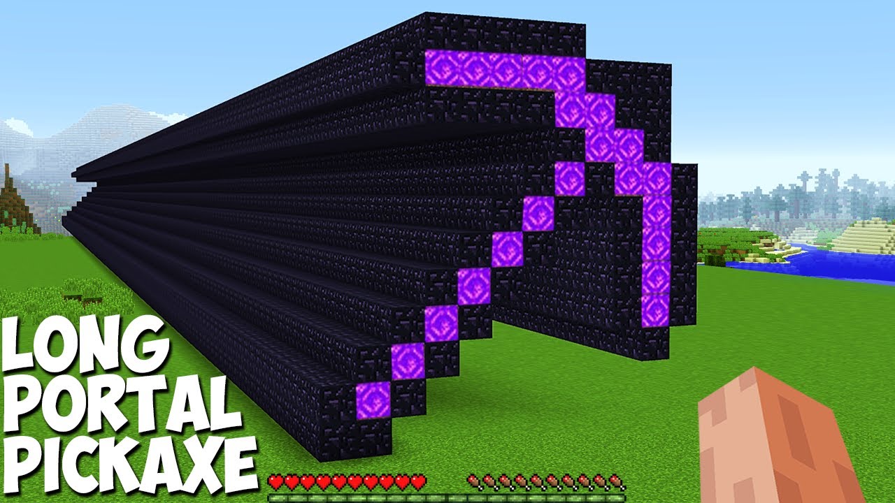 WHAT if BUILD the LONGEST PORTAL PICKAXE in Minecraft? SUPER LONG ...