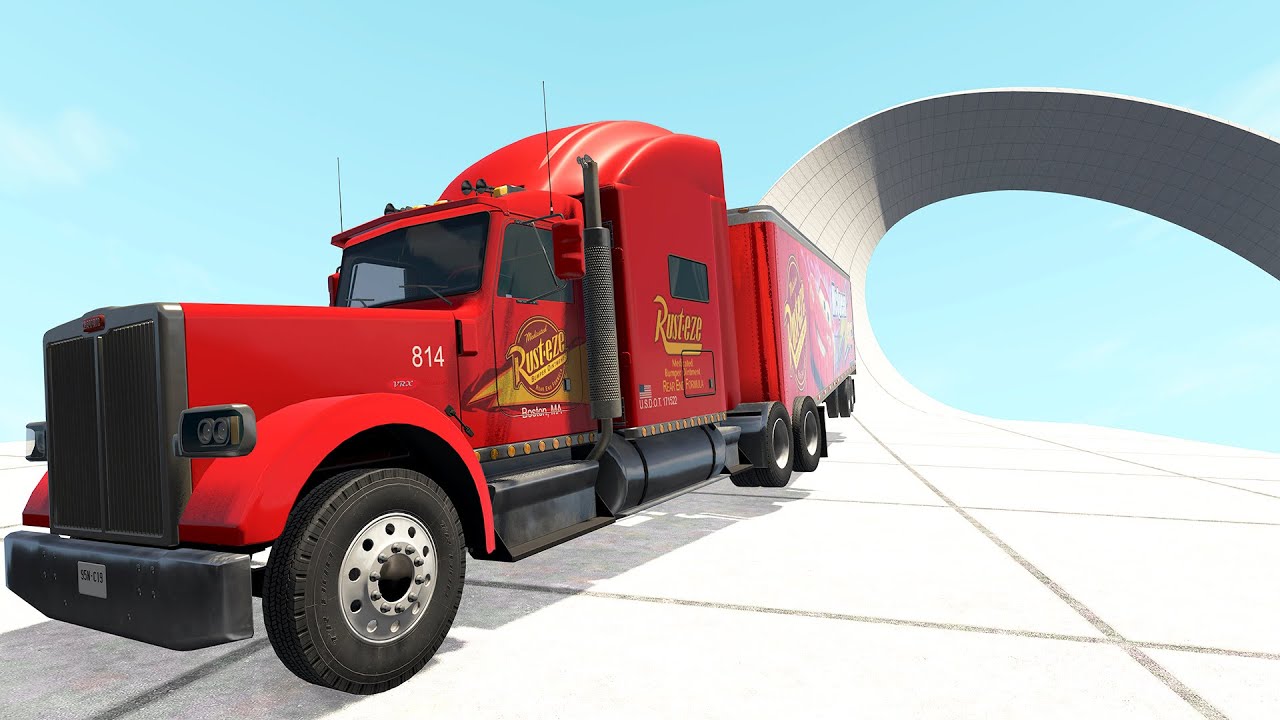 Triple Flatbed Trailer Truck Potholes Transport Car Rescue - YouTube