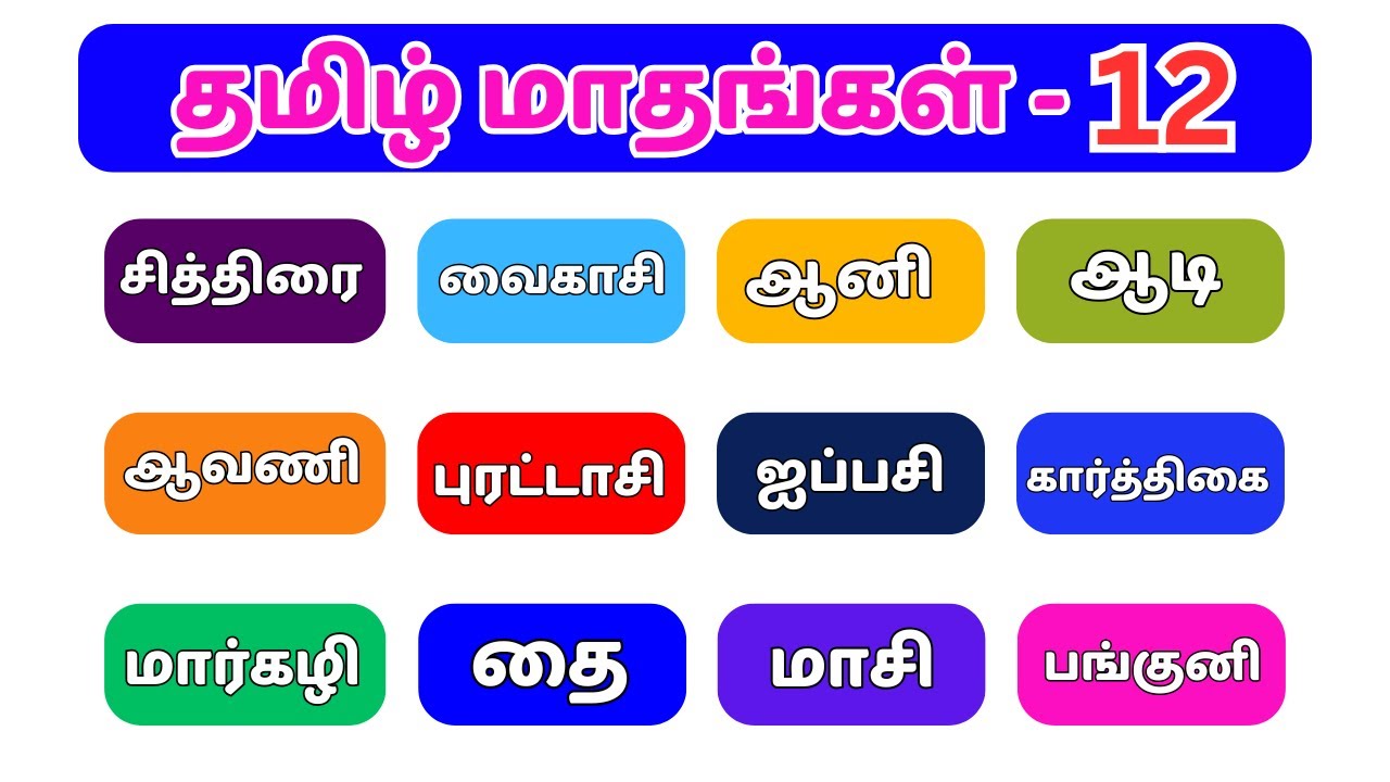 தமிழ் மாதங்கள் - Tamil Mathangal| Months of the Year in Tamil |Kids ...