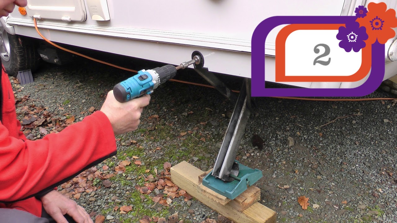 Caravan steady legs Katsu 12v. Compact cordless drill - YouTube