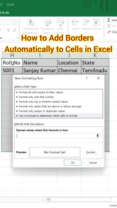 How to Add Borders Automatically to Cells in Excel #excel #shorts #shortvideo - YouTube
