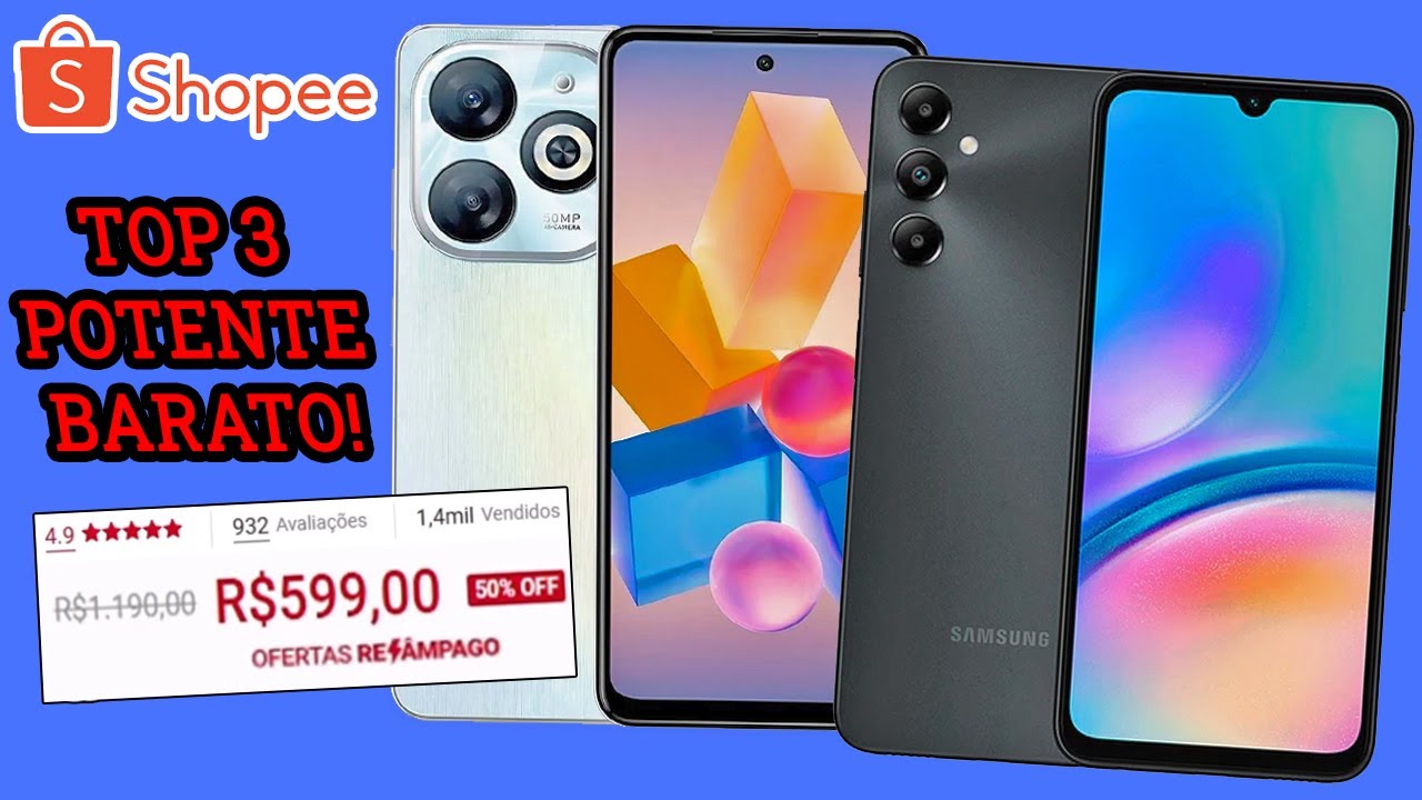 TOP 3 celulares mais baratos e POTENTES da Shopee - YouTube