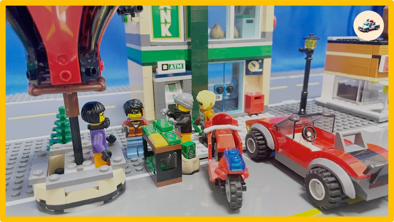 LEGO police car chase bank robber - police toy stop motion - YouTube