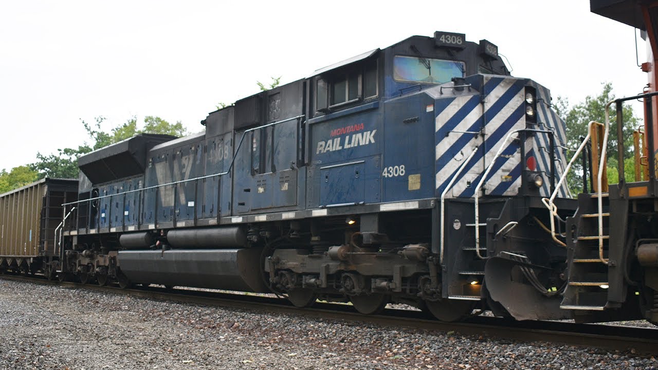 Montana Rail Link 4308 trails on BNSF Coal Load - YouTube