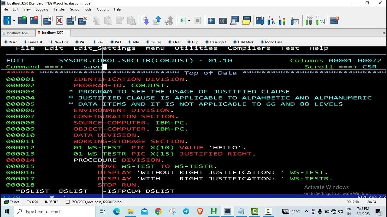 COBOL - JUSTIFIED RIGHT Clause - YouTube