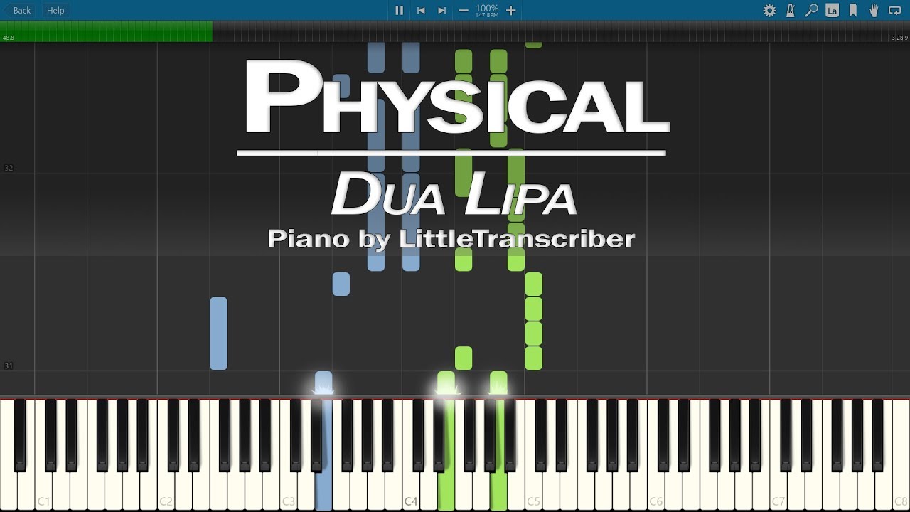 Dua Lipa - Physical (Piano Cover) Synthesia Tutorial by ...