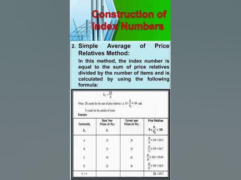 B. Statistics/Construction of Index Numbers/Simple Average of Price Relatives Method - YouTube