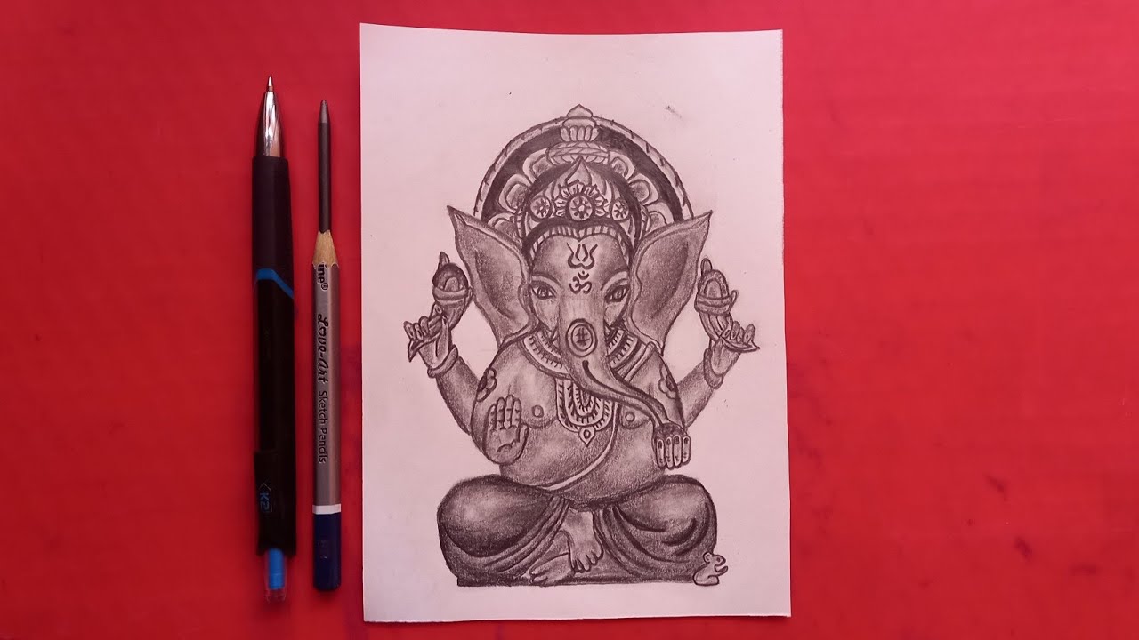 Ganpati drawing Pencil /Ganpati bappa sketch /how to draw Ganpati ...