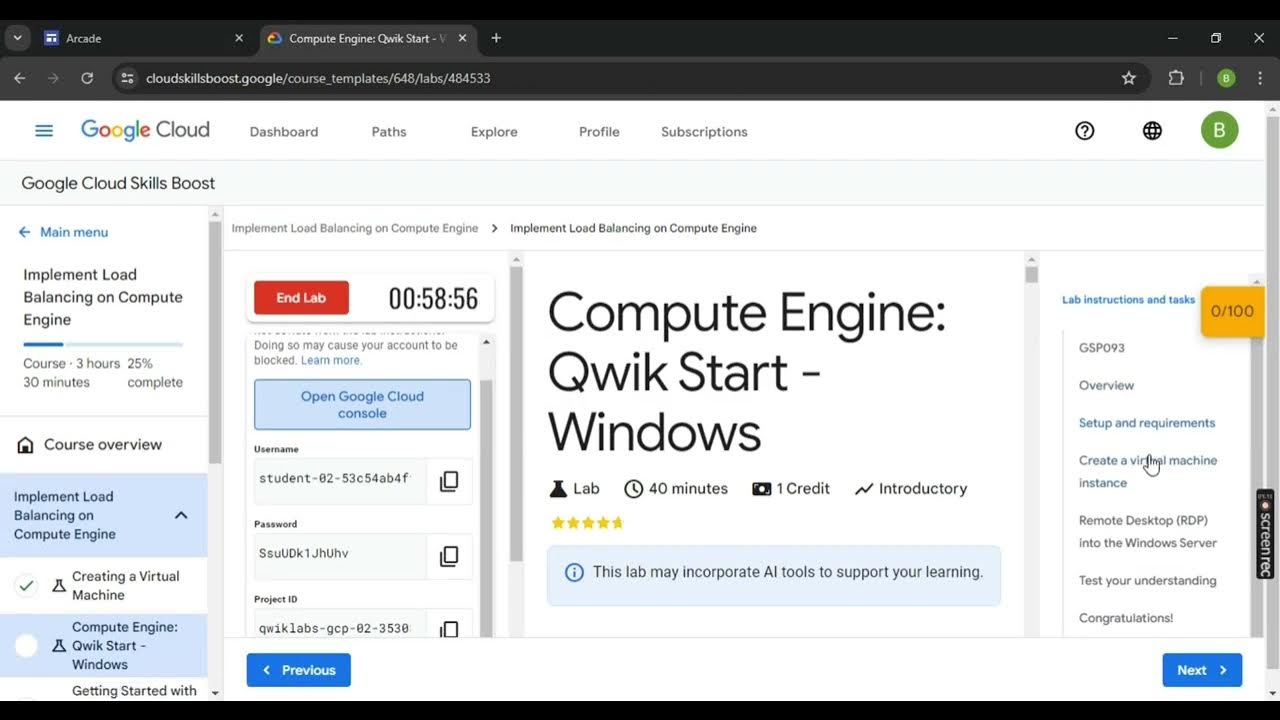 Compute Engine Quick Start Console Qwiklabs Arcade 2024 Easy Lab Solution Youtube