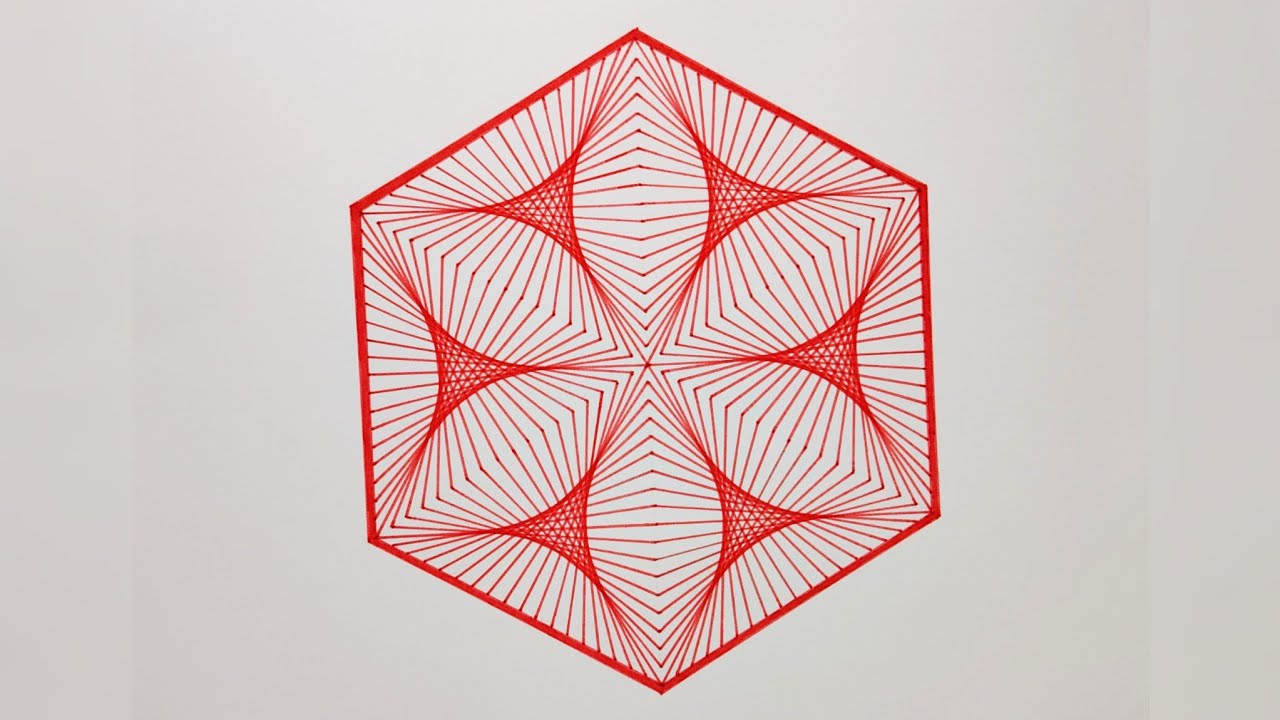 Straight Line Geometry || How To Draw a Simple Hexagonal Geometric ...