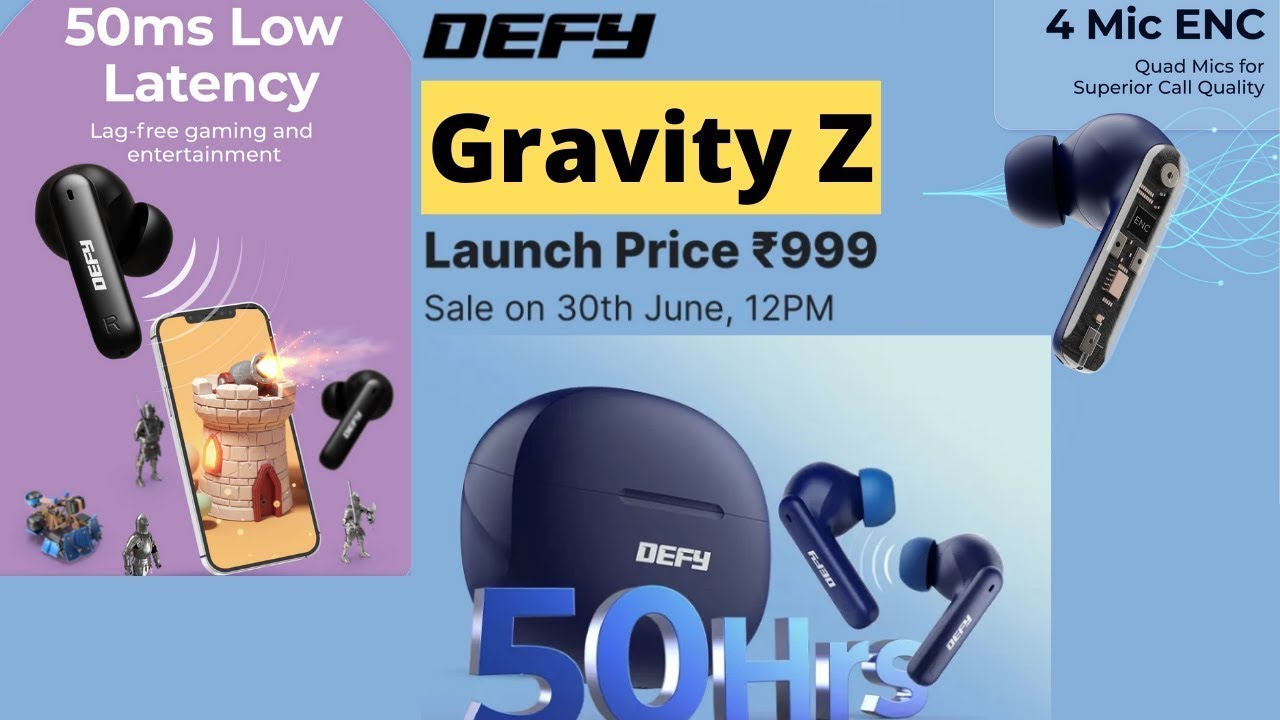 Defy Gravity Z TWS I Best TWS under 999/-Rs I 50ms Low Latency I ...