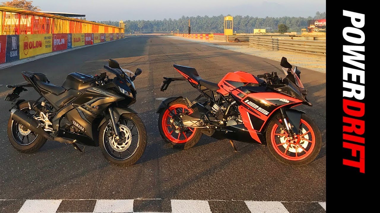 KTM RC125 vs Yamaha R15 : Track Attack : PowerDrift - YouTube