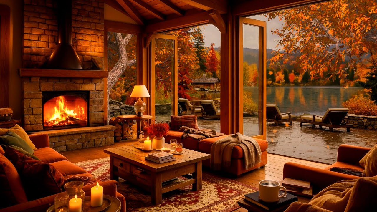 Chill Jazz for Deep Focus, Calm & Peace 🍁 Cozy Autumn Cabin by the Lake ...