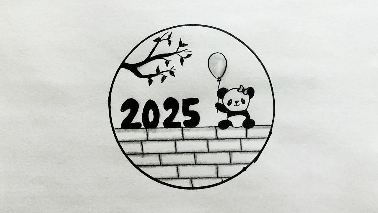 Happy New Year 2025 Drawing tutorial - Pencil Sketch | 2025 New Year ...