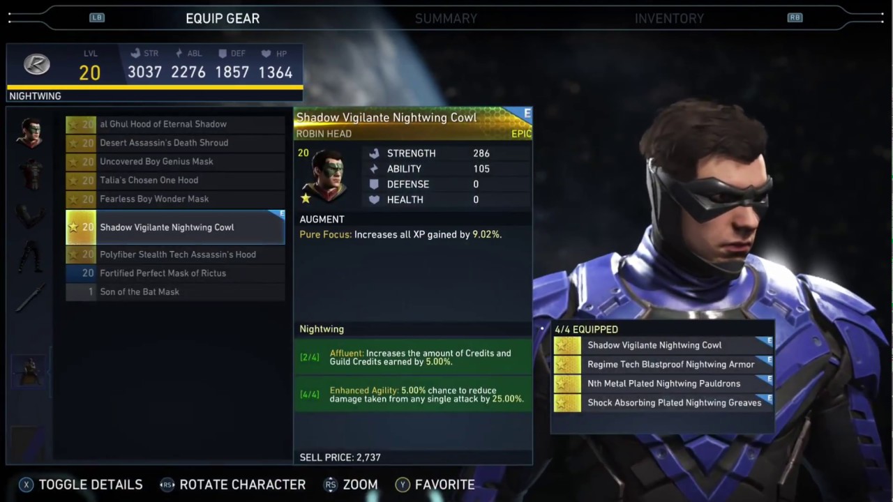 NIGHTWING GEAR SHOWCASE (FULL GEAR) - INJUSTICE 2 - YouTube
