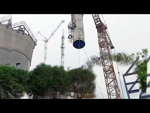 erection of big stack by crane #crane #construction - YouTube