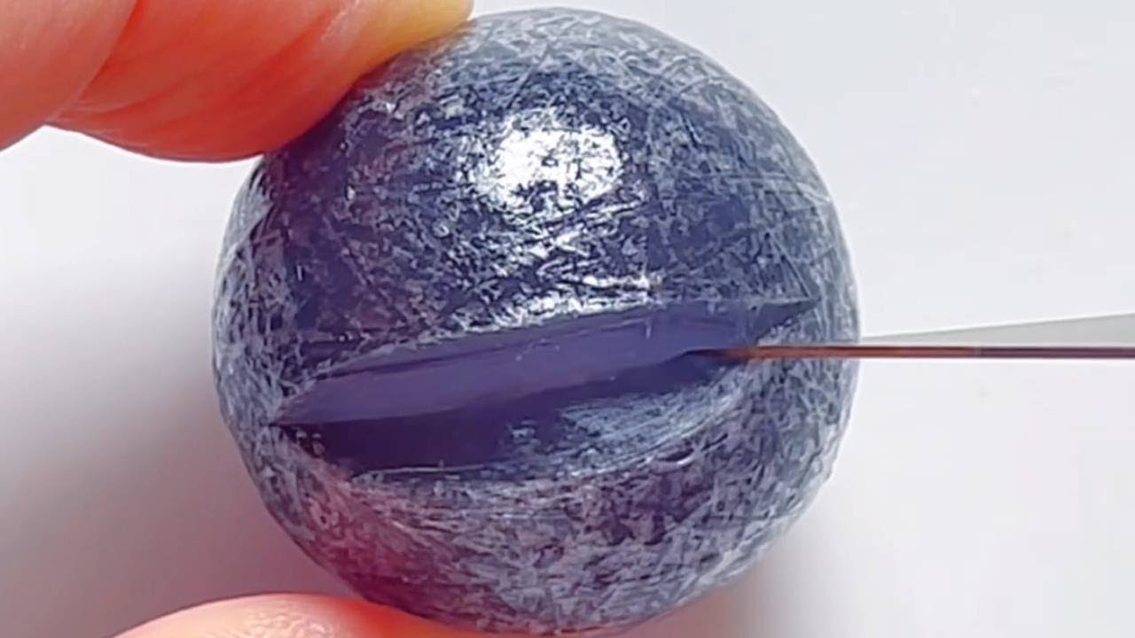 ASMR Cutting "purple gem" tape ball! 丨Relax and relieve stress - YouTube