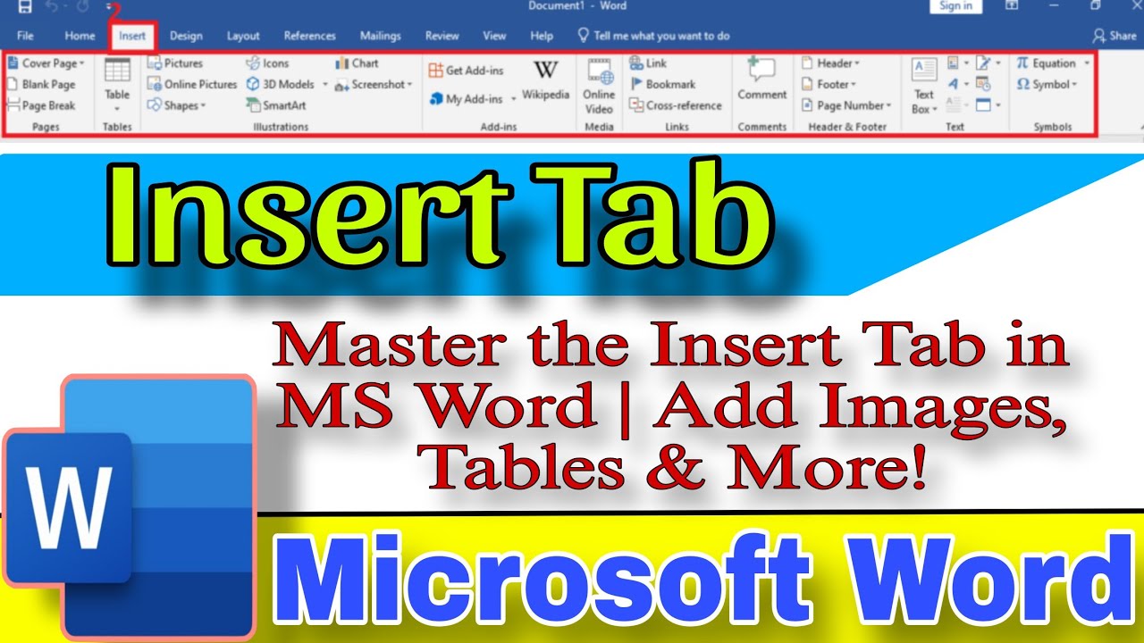 Ms Word Insert tab in Hindi - Full Tutorial | Insert Tab | - YouTube