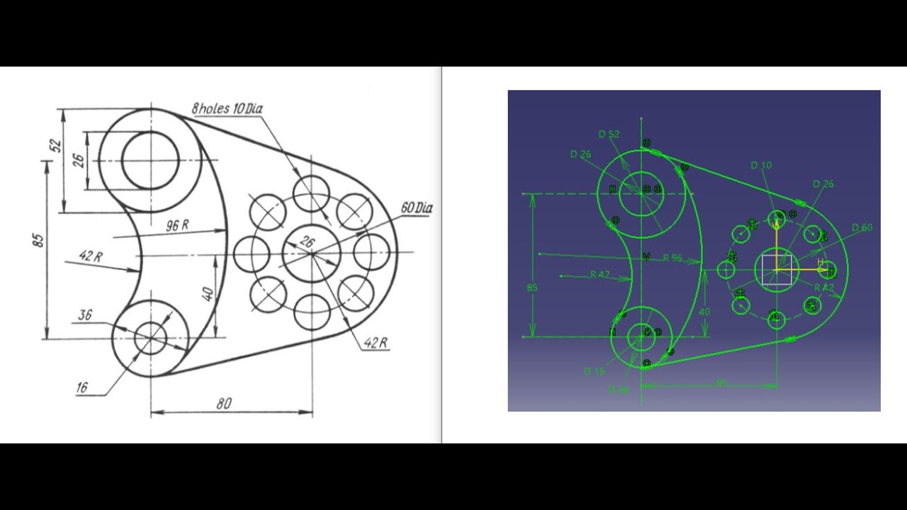 CATIA Training Course Exercises for Beginners 4 - Sketcher - YouTube