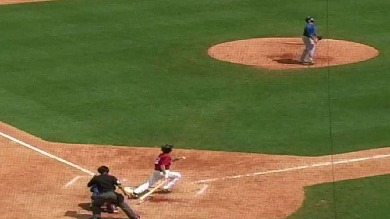 Kevin Mattison homers for the Sounds - YouTube