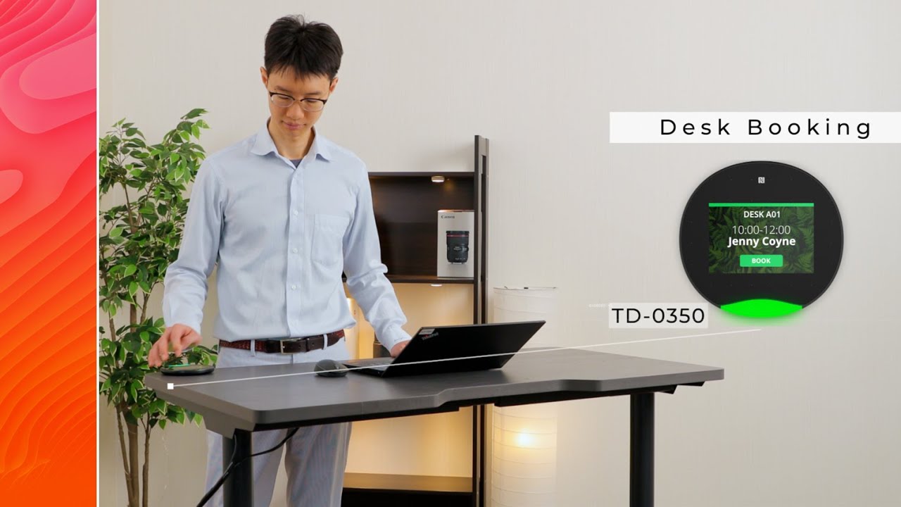 Deskbooking Panel-PC integrated with motorized standup desk - YouTube