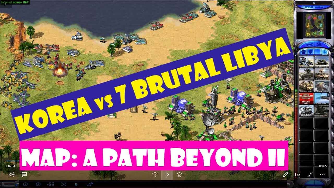 RED ALERT 2 "KOREA vs 7 BRUTAL LIBYA" (MAP: A PATH BEYOND II) GAMEPLAY ...