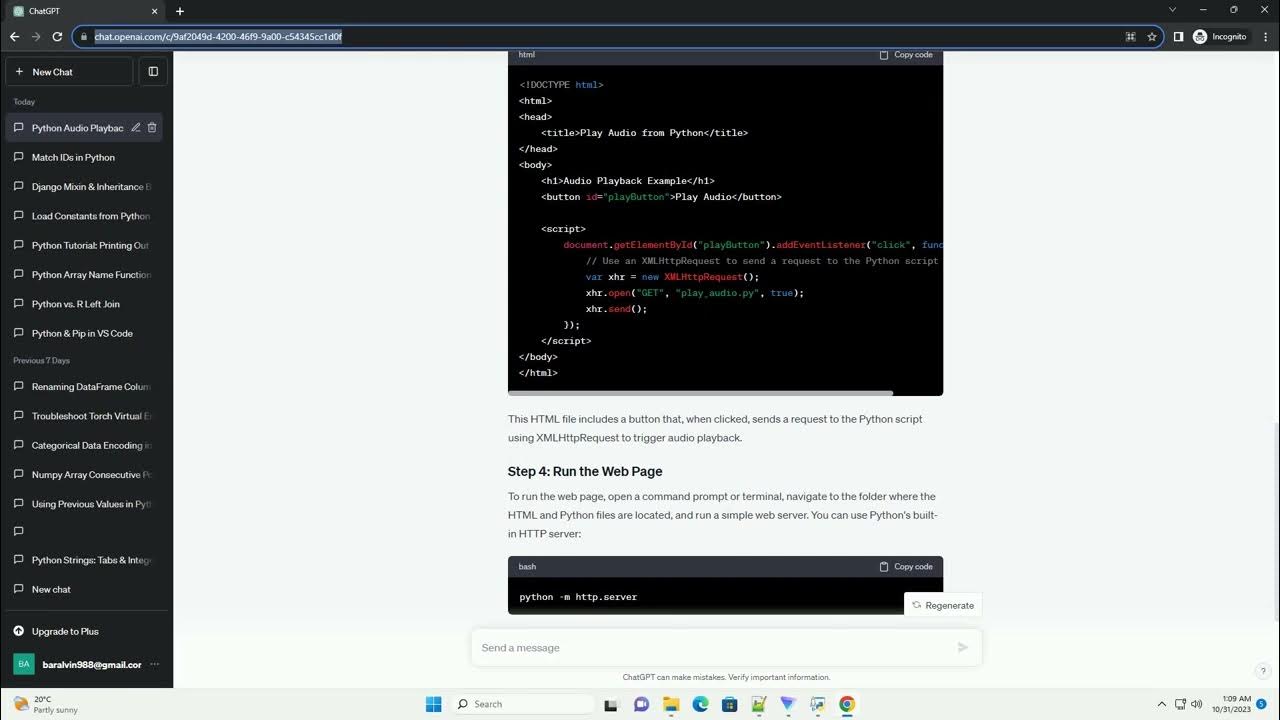 Playing Audio From A Python File With Pyaudio In Html Youtube