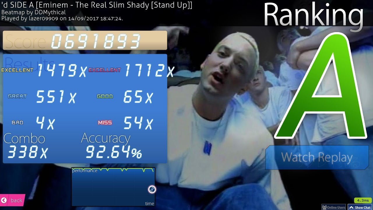 Osu!mania | Eminem - The Real Slim Shady [Stand Up] 92.64% - YouTube