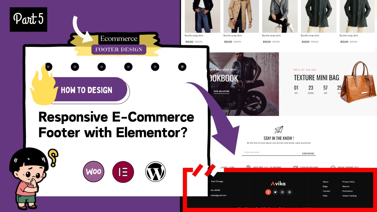 [Part 5] Custom Footer design of E-commerce website with elementor | E ...