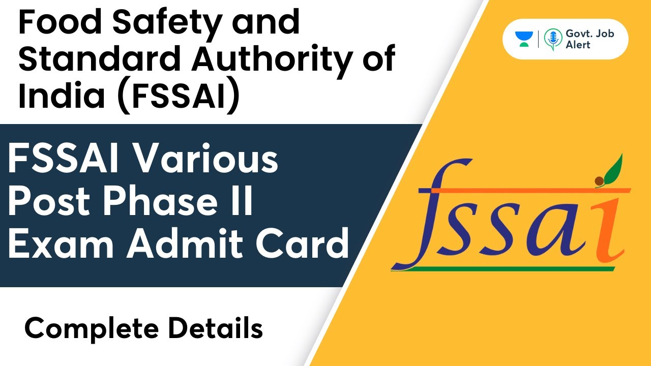 FSSAI Group 'A' Exam Admit Card Released! 21 Vacancies - YouTube