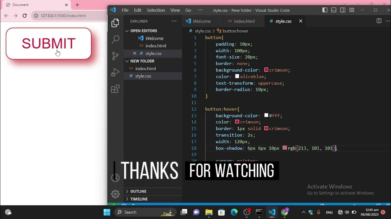 Create a button with a HOVER functionality with HTML & CSS and some transition create hover ...