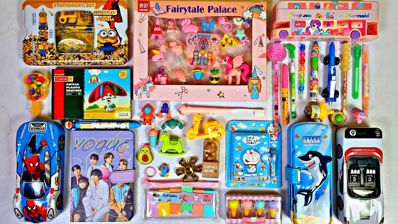 Best stationery and toys collection - multicolor pens, unicorn erasers ...