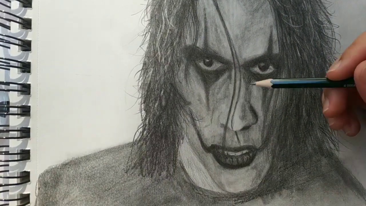 Brandon Lee (The Crow) - pencil portrait - YouTube