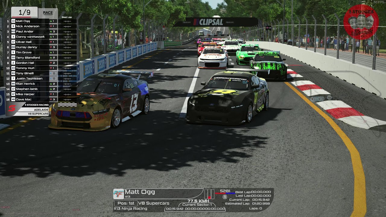 2024 11 16 Race 3 rfactor 2 mod FVR v8 Supercars Adelaide 2024 - YouTube