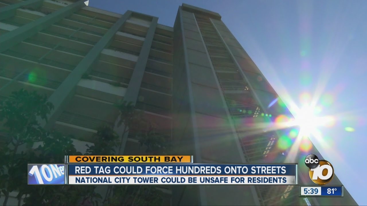 Red tag could force hundreds out of National City's Bayview Tower - YouTube