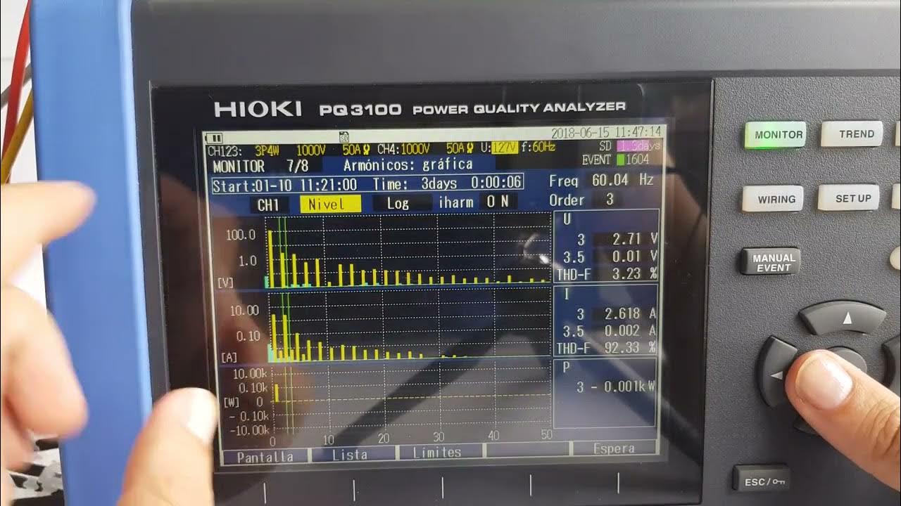 Analizador de calidad de energía Hioki PQ3100 Parte VI - YouTube