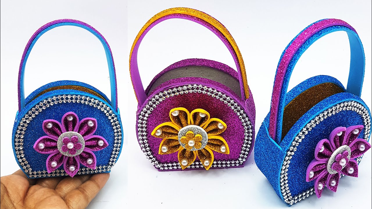 Easy Paper Purse | How to Make Glitter Foam Clutch Bag | School Hacks ...