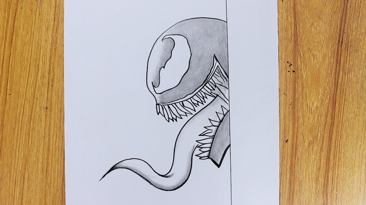 How to draw Venom step by step | Step by step drawing venom easy for ...