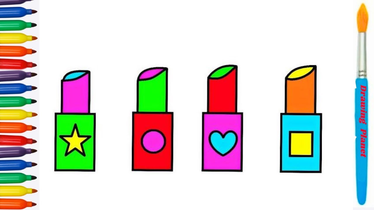 How to Draw Lipsticks||Easy Drawing and Coloring for kids and toddlers ...