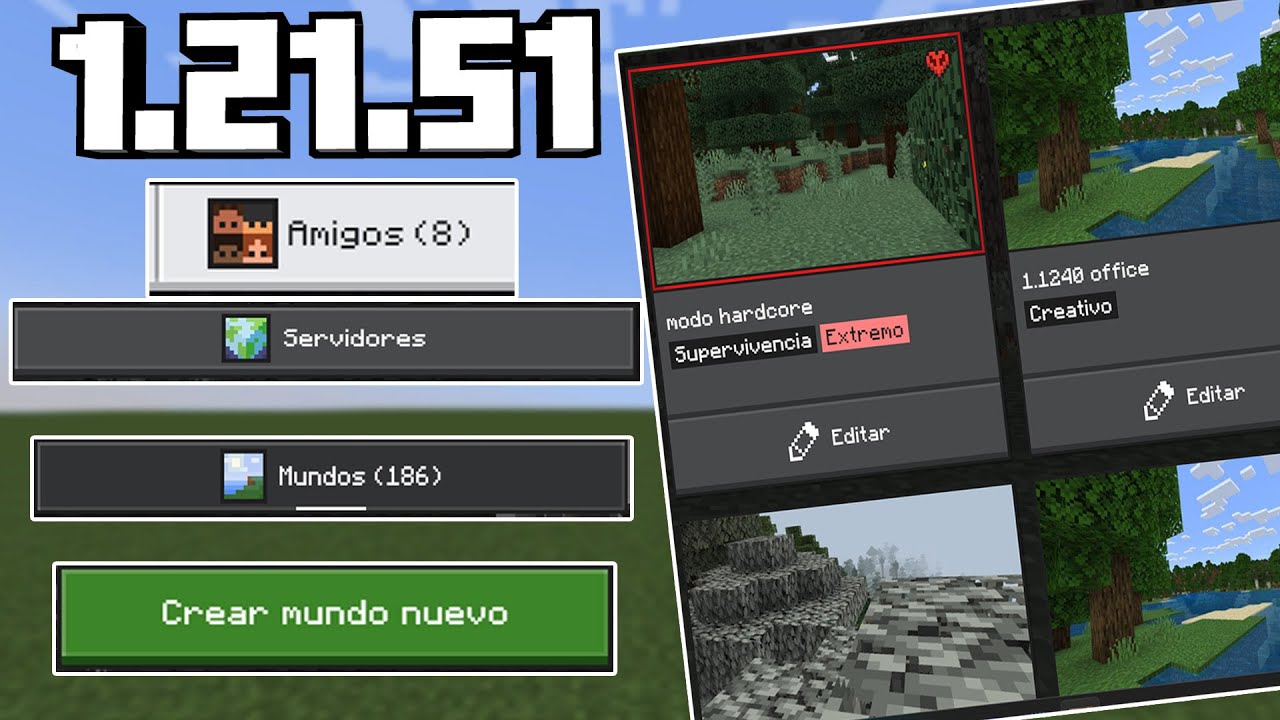 MEGA UPDATE UI OFICIAL YA ESTA AQUI! Minecraft pe 1.21.51 INTERFAZ ...
