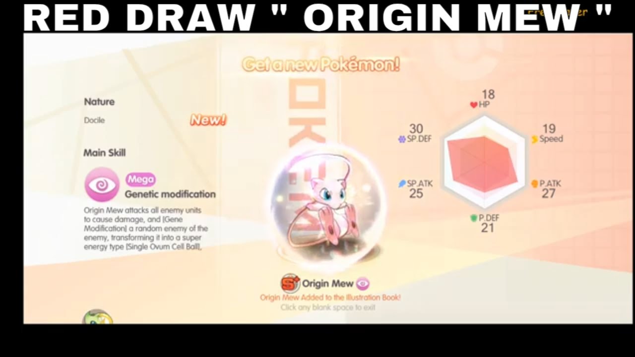 RED DRAW " ORIGIN MEW " Pocket Incoming | Pet Impact - YouTube