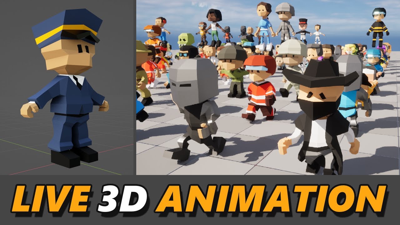 Live 3D Character Animation - Crispoly Characters Mini - Blender 4 ...