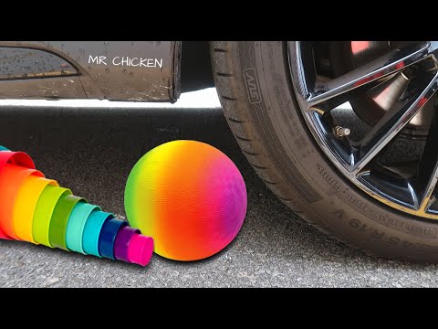 Crushing Crunchy & Soft Things by Car! Experiment: Car vs Rainbow Toys, Orbeez Ball, Slime & more!