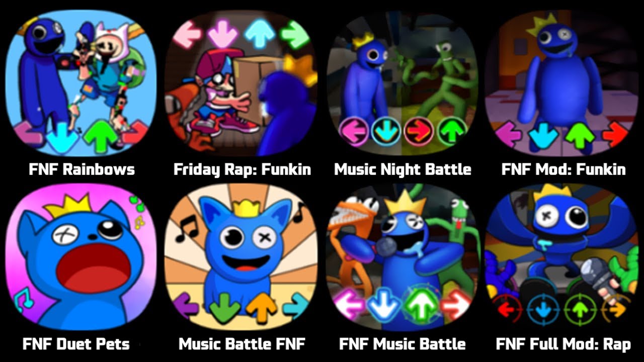 FNF Rainbow Friends Chapter 2 All Phases | Yellow, Cyan, Blue, Green ...