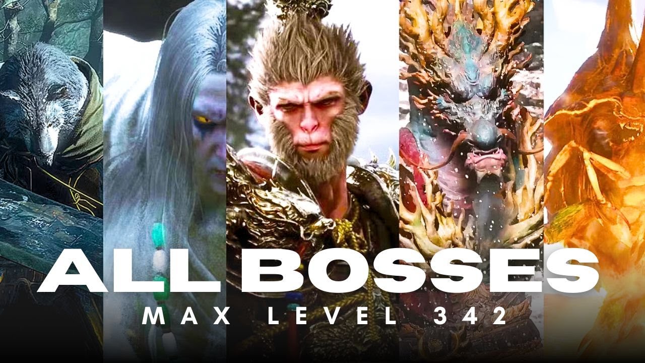 Black Myth Wukong ALL BOSSES at MAX LEVEL 343 | Full Boss Fights - YouTube