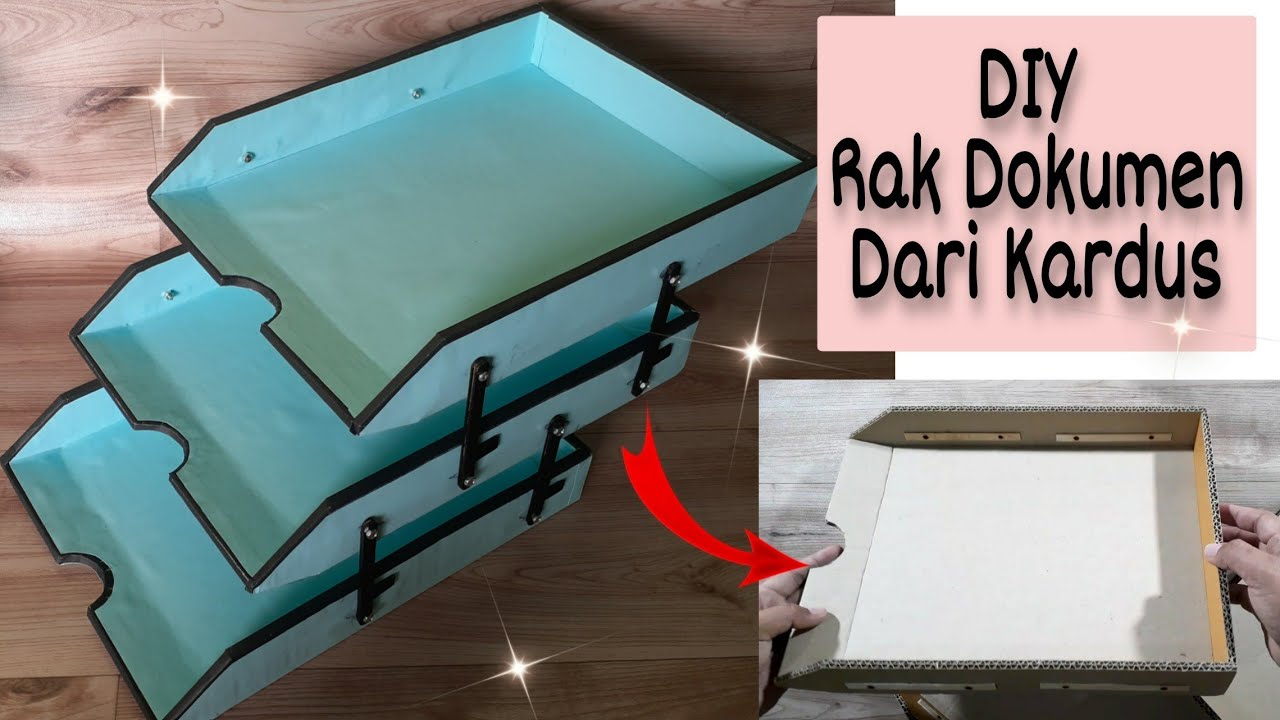 Step by step Cara membuat rak dokumen dari kardus | How to make a paper ...