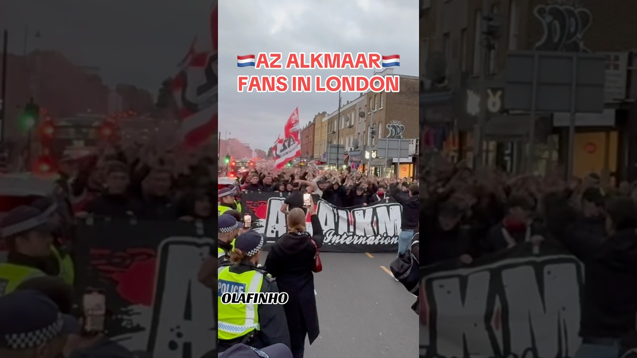 🔴⚪️ AZ ALKMAAR BEN-SIDE ULTRAS IN LONDON vs TOTTENHAM 24.10.24 EUROPA ...